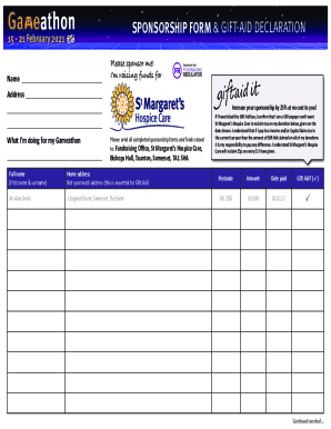 Fillable Online SPONSORSHIP FORM & GIFT AID DECLARATION Fax Email Print ...