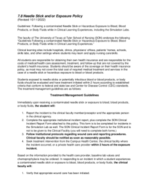 Fillable Online 7.8 Needle Stick Policy - The University of Texas at ...