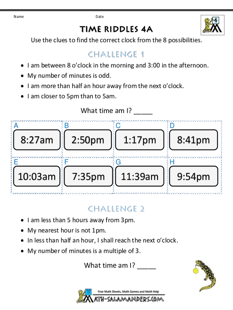 Fillable Online Answered: Use the clues to find the correct ...