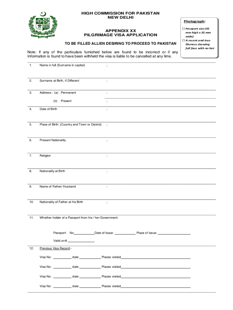 Fillable Online pakhcnewdelhi org Visa Services - High Commission of ...