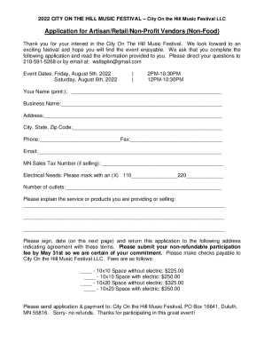 Fillable Online Application for Food Vendors at the Two Harbors Kayak ... Fax Email Print ...