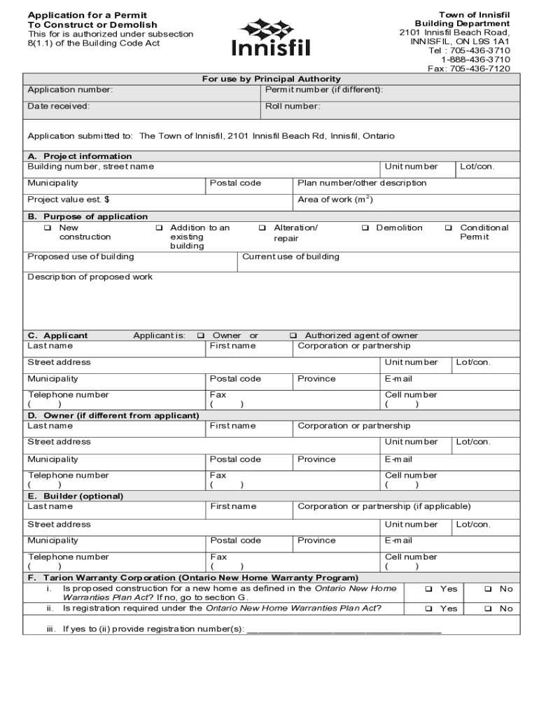 Fillable Online Application for a Permit To Construct or Demolish - Yumpu Fax Email Print ...