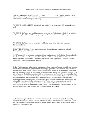 Fillable Online Electronic Data Interchange Testing Agreement ...