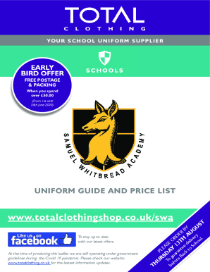 Fillable Online UNIFORM GUIDE AND PRICE LIST Fax Email Print - pdfFiller