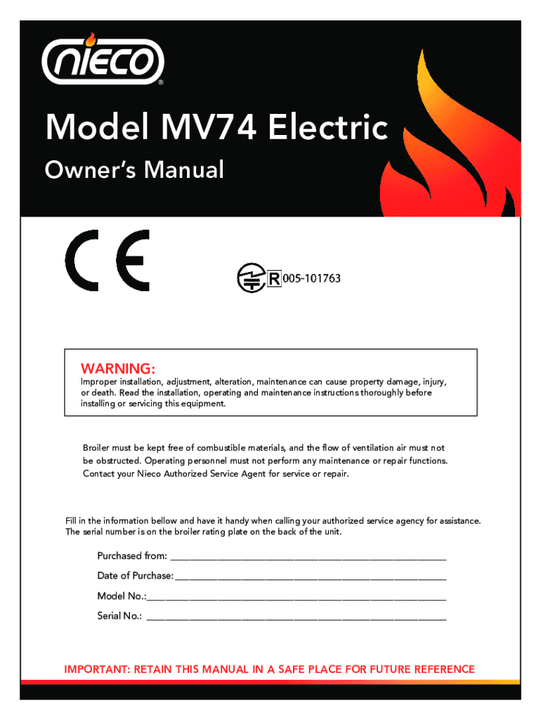 Fillable Online Owner's Manual - Installation, Operation, and Service ...