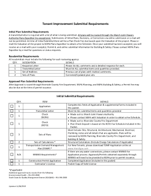Fillable Online Tenant Improvement Submittal Requirements Fax Email ...