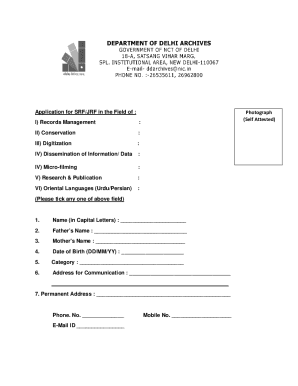 Fillable Online Application for SRF/JRF in the Field of : II ...