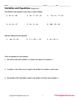 Fillable Online Algebraic Equations - Super Teacher Worksheets Fax ...