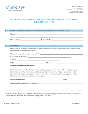 Fillable Online AUTHORIZATION TO DISCLOSE PROTECTED ... - MoreCare Fax Email Print - pdfFiller