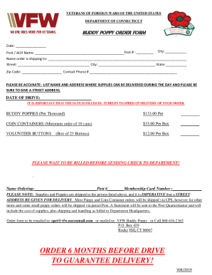 Fillable Online Buddy Poppy Order Form - Veterans of Foreign Wars Fax ...