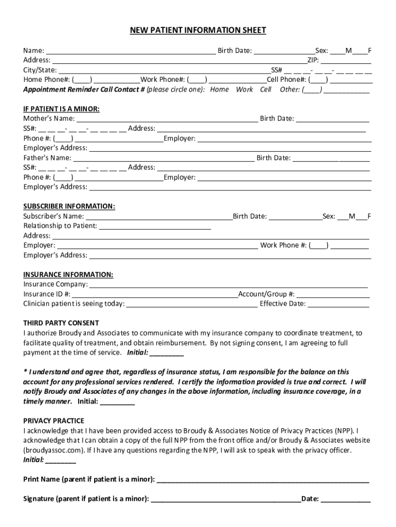 Fillable Online Patient Employment Information - River's Edge Pediatrics Fax Email Print - pdfFiller