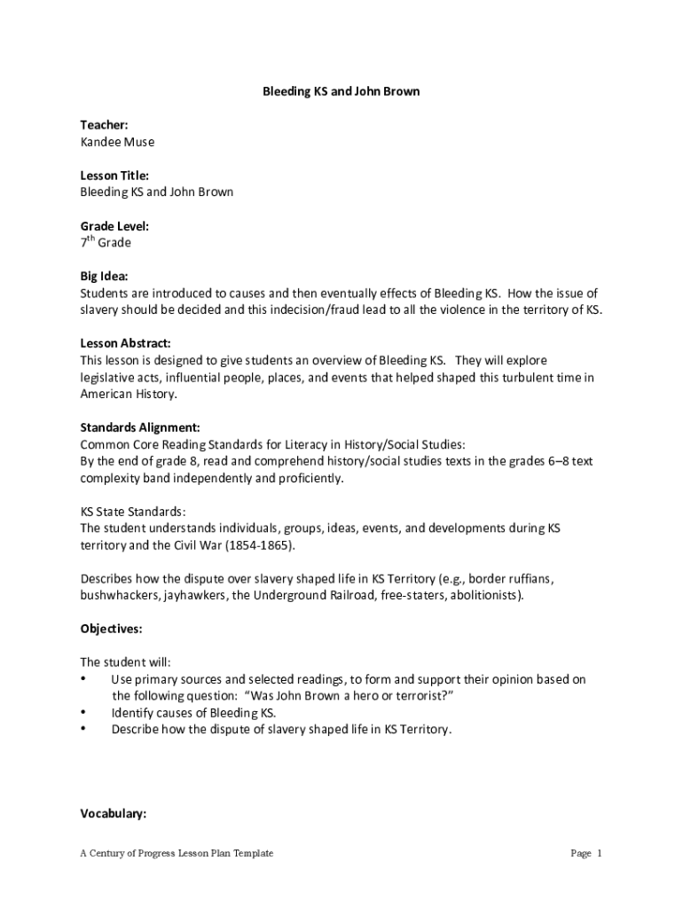 Fillable Online Lesson Plan Template - Century of Progress Fax Email Print - pdfFiller