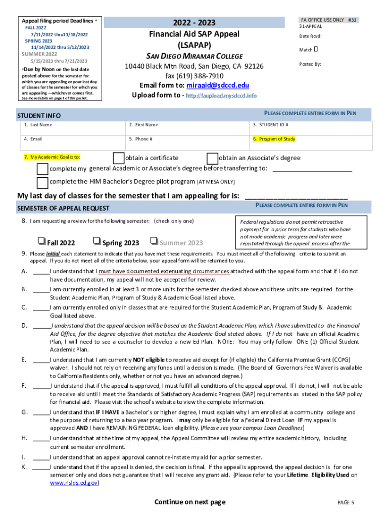 Fillable Online 2022-2023 Financial Aid Satisfactory Academic Progress ...