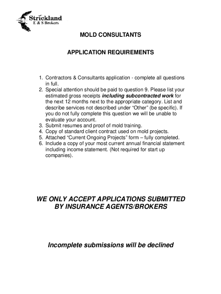 Fillable Online Application for a Mold Remediation ... - Department of ...