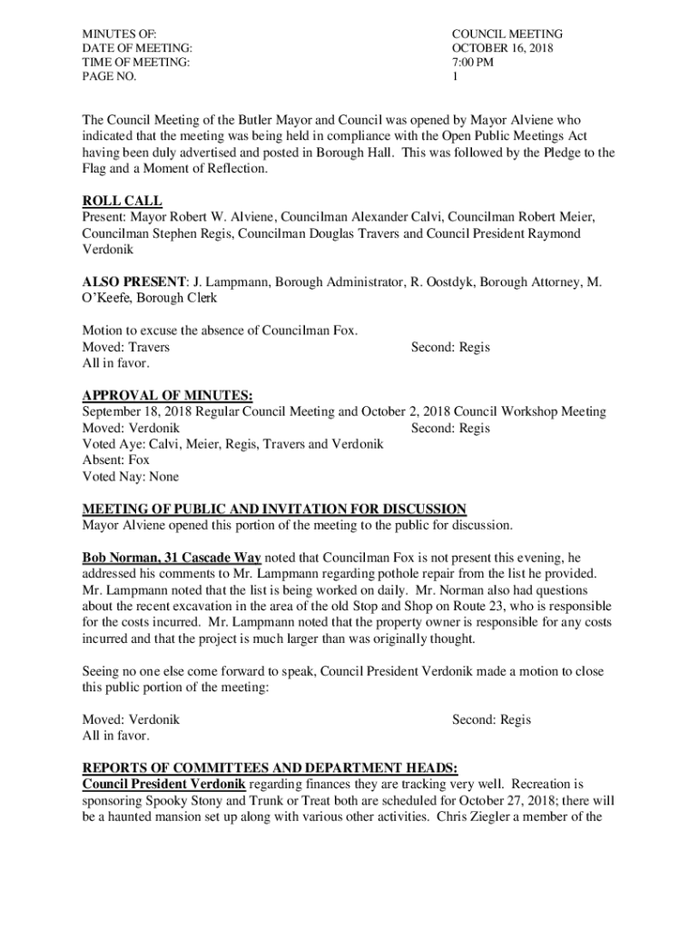 Fillable Online Councilman Stephen Regis, Councilman Douglas Travers ...