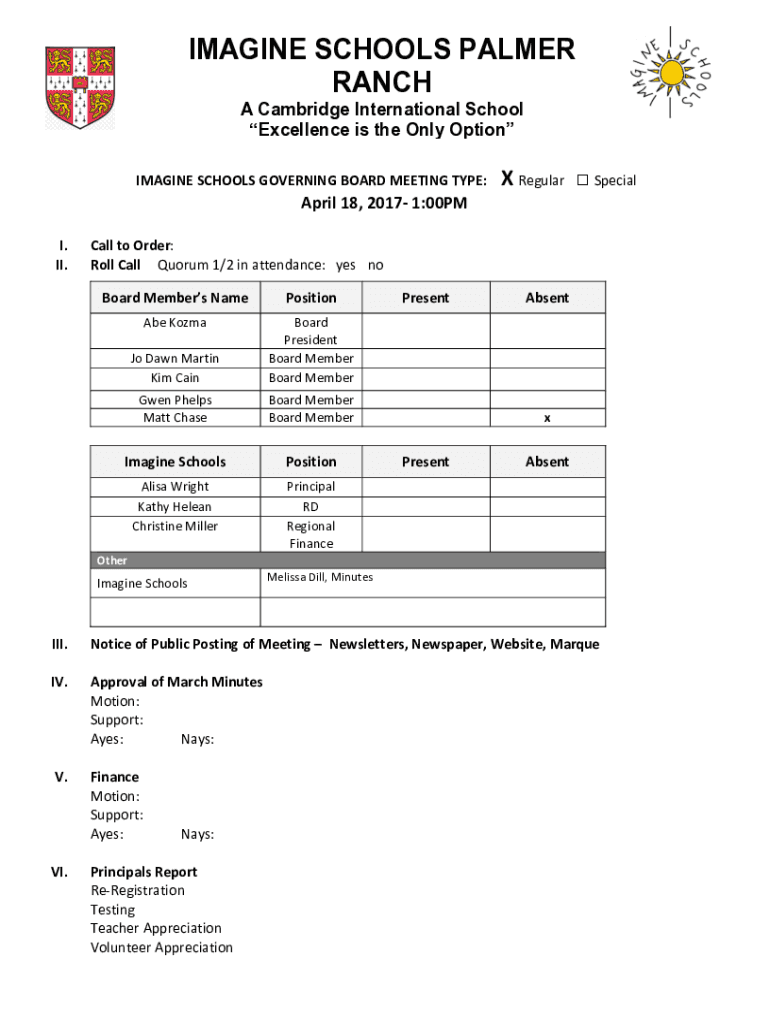 Fillable Online Imagine School at Palmer Ranch Fax Email Print - pdfFiller