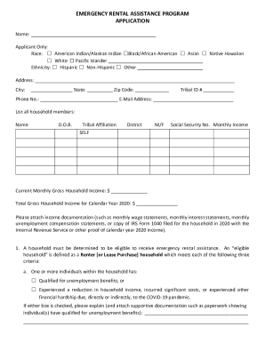 Fillable Online EMERGENCY RENTAL ASSISTANCE PROGRAM ... Fax Email Print ...