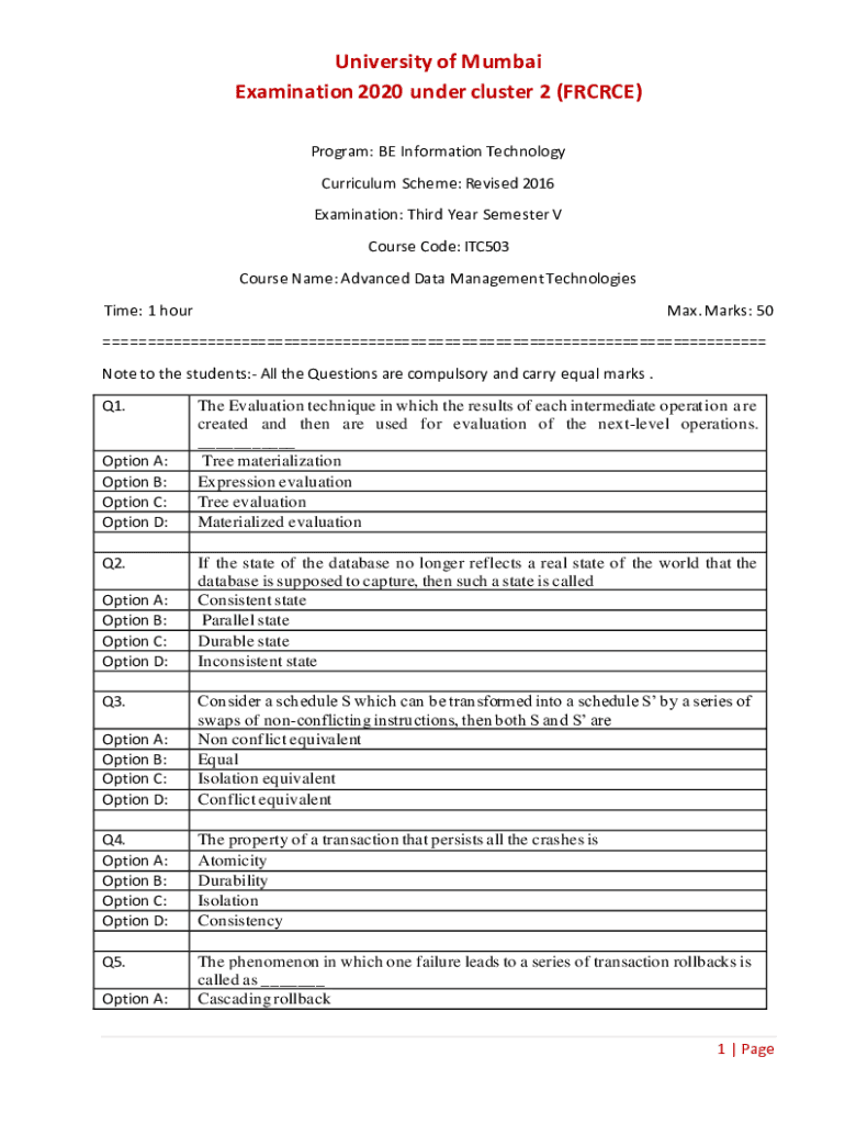 Fillable Online Course Code: ITC503 Fax Email Print - pdfFiller