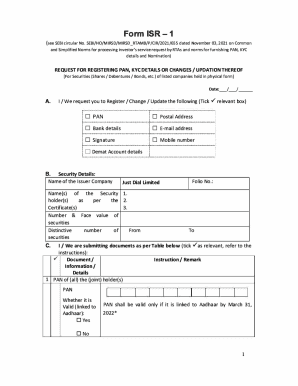 Fillable Online Form ISR1 - Sarthak Global Ltd. Fax Email Print - pdfFiller