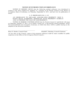 Fillable Online notice of introduction of ordinance Fax Email Print ...