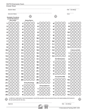 Fillable Online SDI/TDI Divemaster Exam Answer Sheet Fax Email Print ...