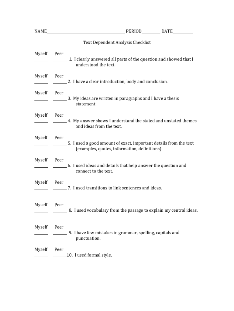 Fillable Online Strategies to Teach Text-Dependent Analysis (TDA) Fax ...