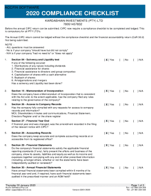 Fillable Online Are you compliant? CIPC Compliance Checklist now ...