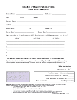 Fillable Online Studio D Registration Form Fax Email Print - pdfFiller