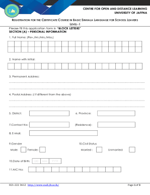 Fillable Online Please fill this application form in BLOCK LETTERS ...