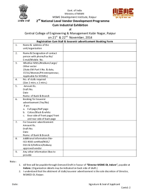 Fillable Online Registration Cum Stall & Souvenir advertisement Booking ...