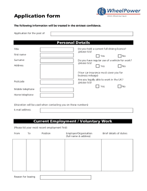 Fillable Online WheelPower MASTER Jo Application Form Fax Email Print ...