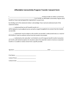 Fillable Online Affordable Connectivity Program Transfer Consent Form ...