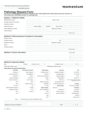 Fillable Online Pathology Request Form - Momentum Provider Fax Email Print - pdfFiller