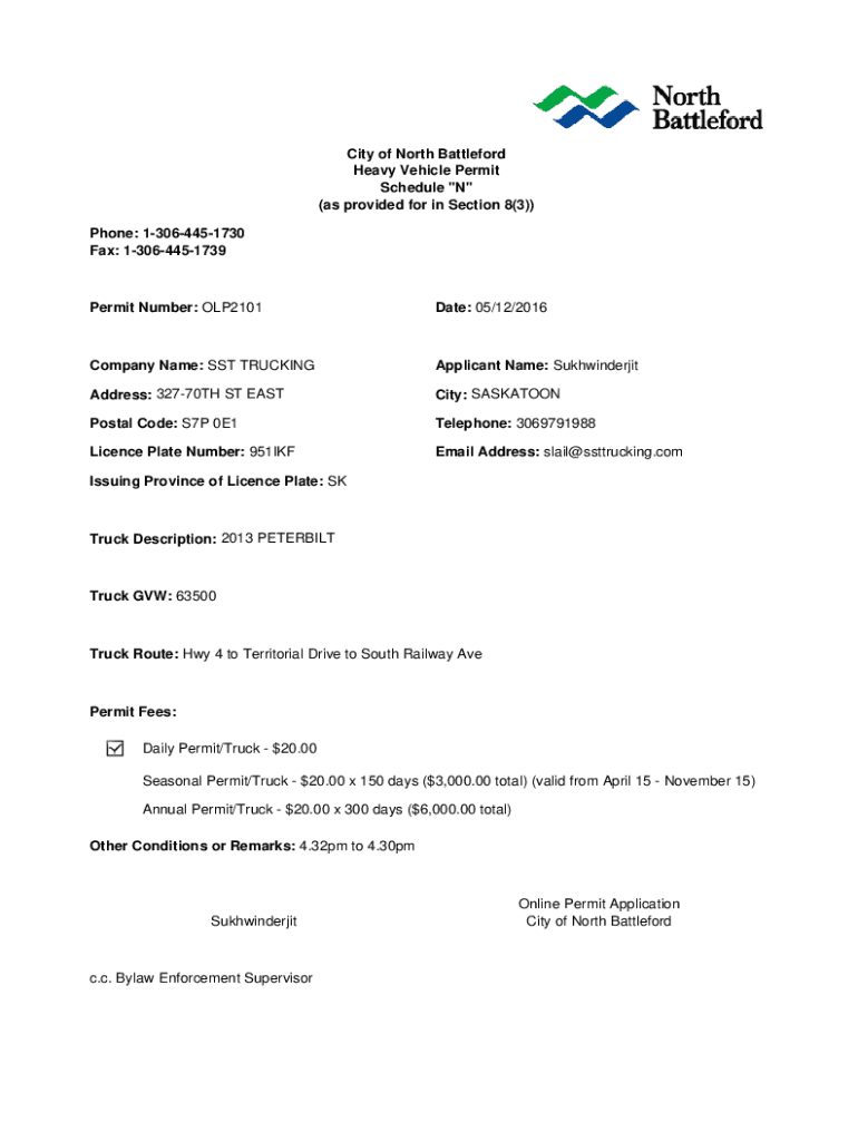 Fillable Online Heavy Vehicle Permit. Heavy Vehicle Permit Fax Email ...