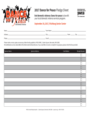 Fillable Online 2017 Dance for Peace Pledge Sheet Fax Email Print ...