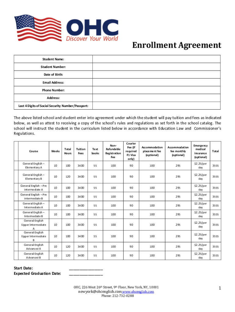 Fillable Online BPSS OHC Enrollment Agreement Fax Email Print - pdfFiller
