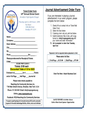 Fillable Online 1-2014 Dinner Ticket or Journal ad form.doc Fax Email ...