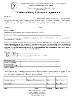 Fillable Online Third Party Billing & Guarantor Agreement Fax Email ...