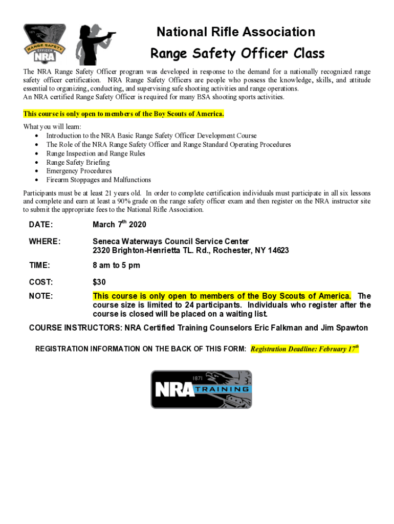 Fillable Online RSO Training Class - Rock County Rifle and Pistol Club ...