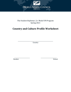 Fillable Online Student Diplomat Program Country Profile Worksheet Fax ...