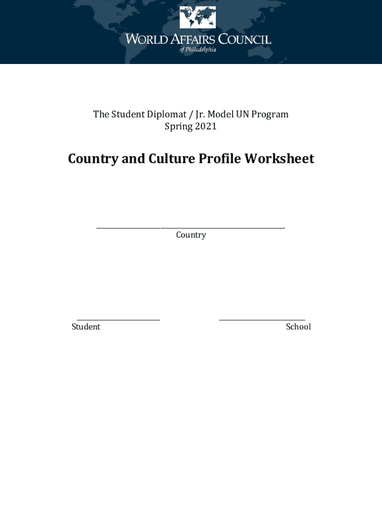 Fillable Online Student Diplomat Program Country Profile Worksheet Fax ...