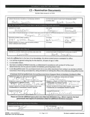 Fillable Online CANDIDATE NOMINATION PACKAGE - C2 - City of Victoria ...