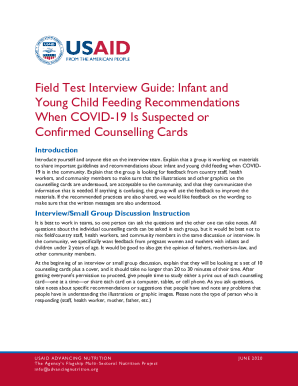 Fillable Online Field Test Interview Guide: Infant and Young Child ...