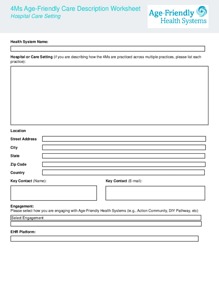 Fillable Online 4Ms Care Description Worksheet - GSV Hospitals - PDF ...