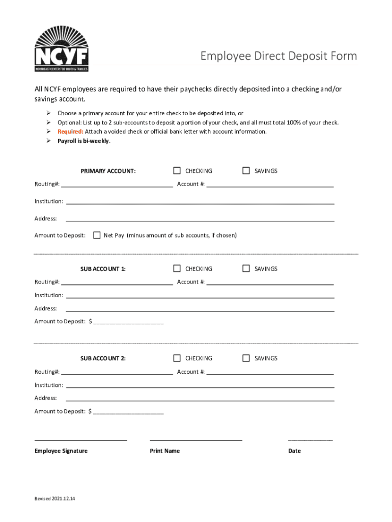 Fillable Online Employee Direct Deposit Form Fax Email Print - pdfFiller