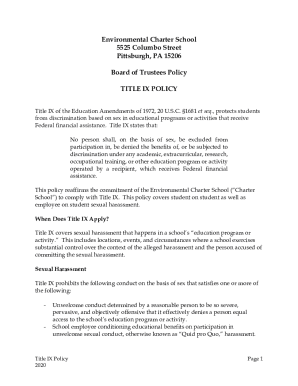 Fillable Online Signed Updated Title IX Policy Environmental Charter ...