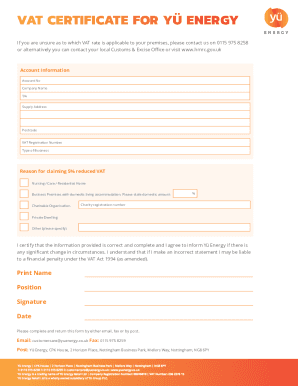 Fillable Online VAT CERTIFICATE FOR Y ENERGY Fax Email Print - pdfFiller