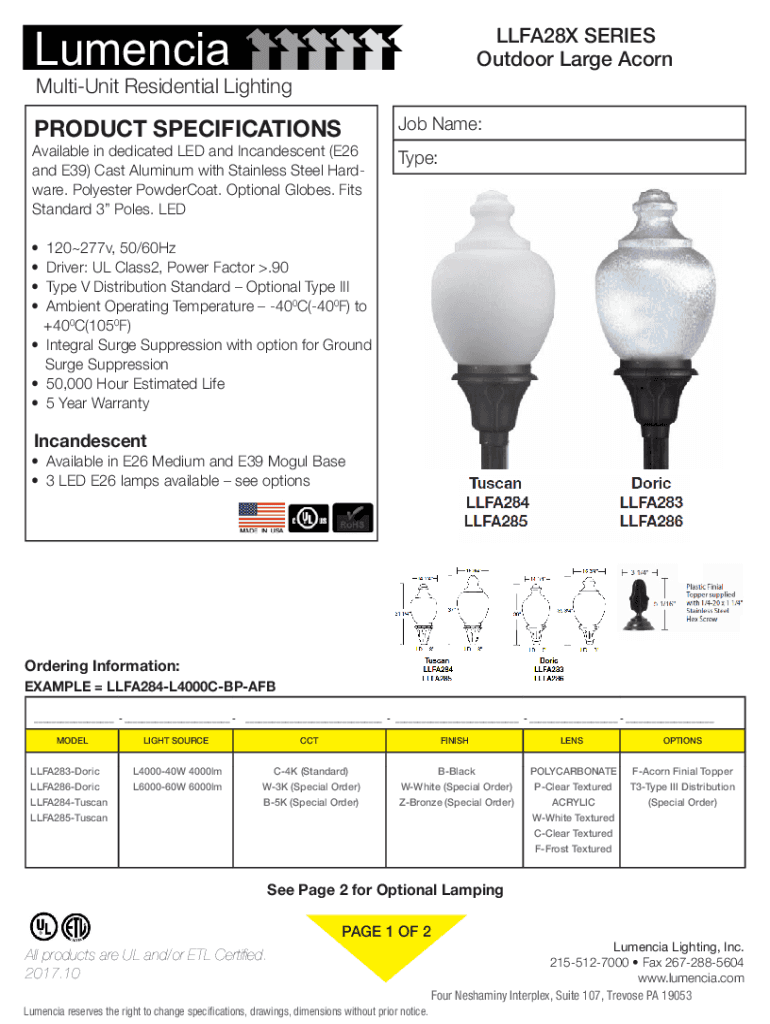 Fillable Online 120v Powder Coated Cast Aluminum Globe Light Post ...
