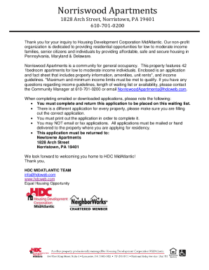 Fillable Online Norriswood Apartments - HDC Mid Atlantic Fax Email ...