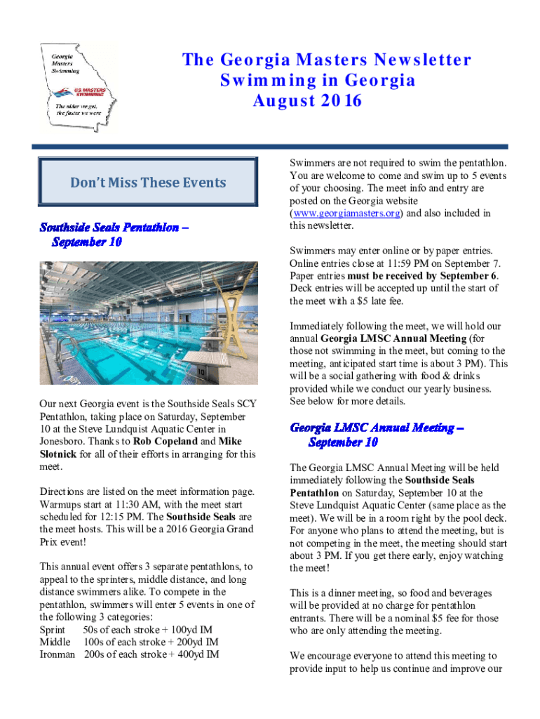 Fillable Online Georgia Masters Swimming - GAJAThey made it to practice ...